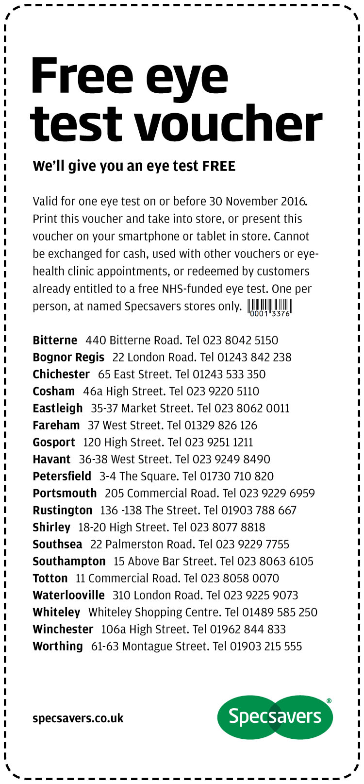 Free Eye Test Hampshire East